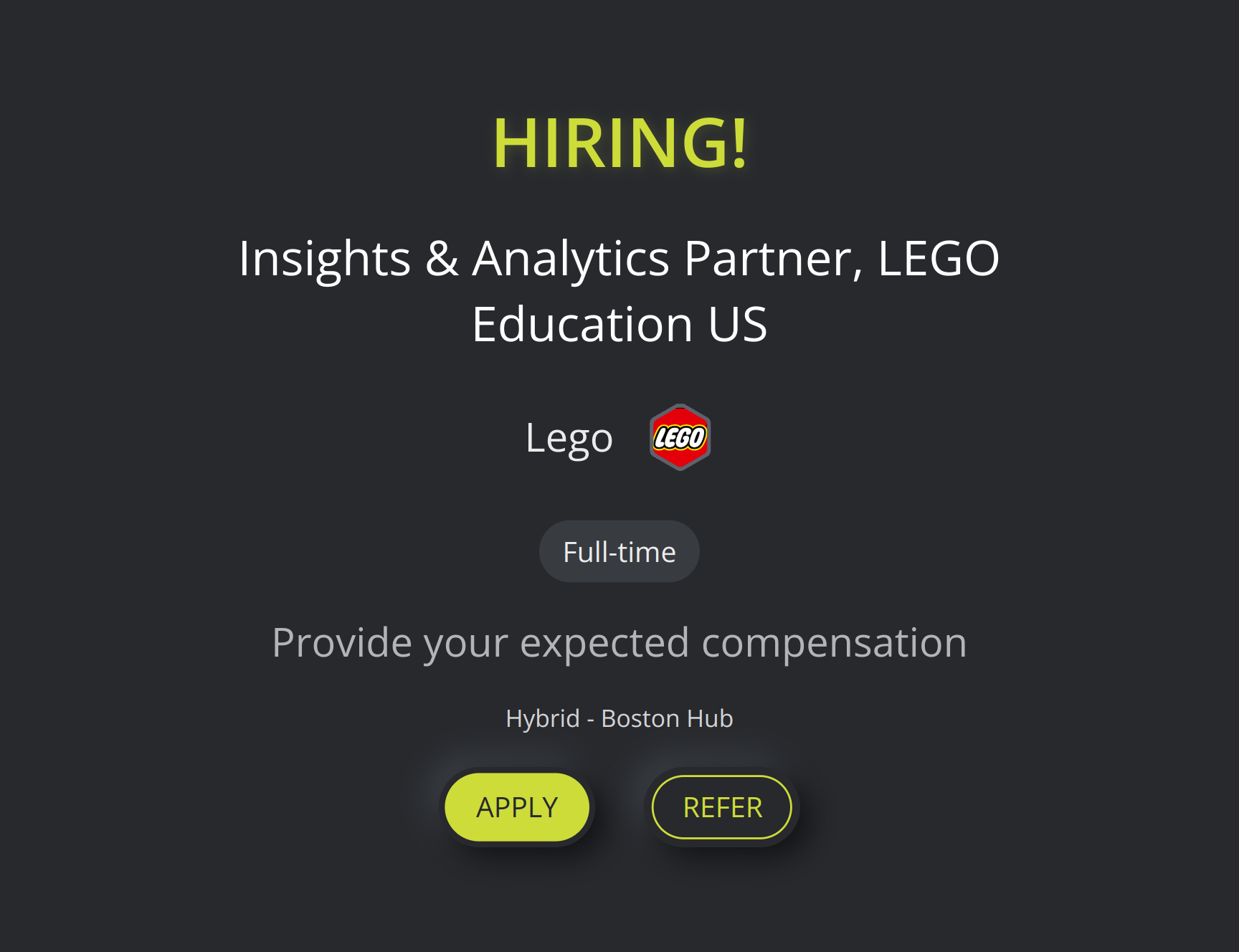 Insights & Analytics Partner, LEGO Education US at Lego | Torre