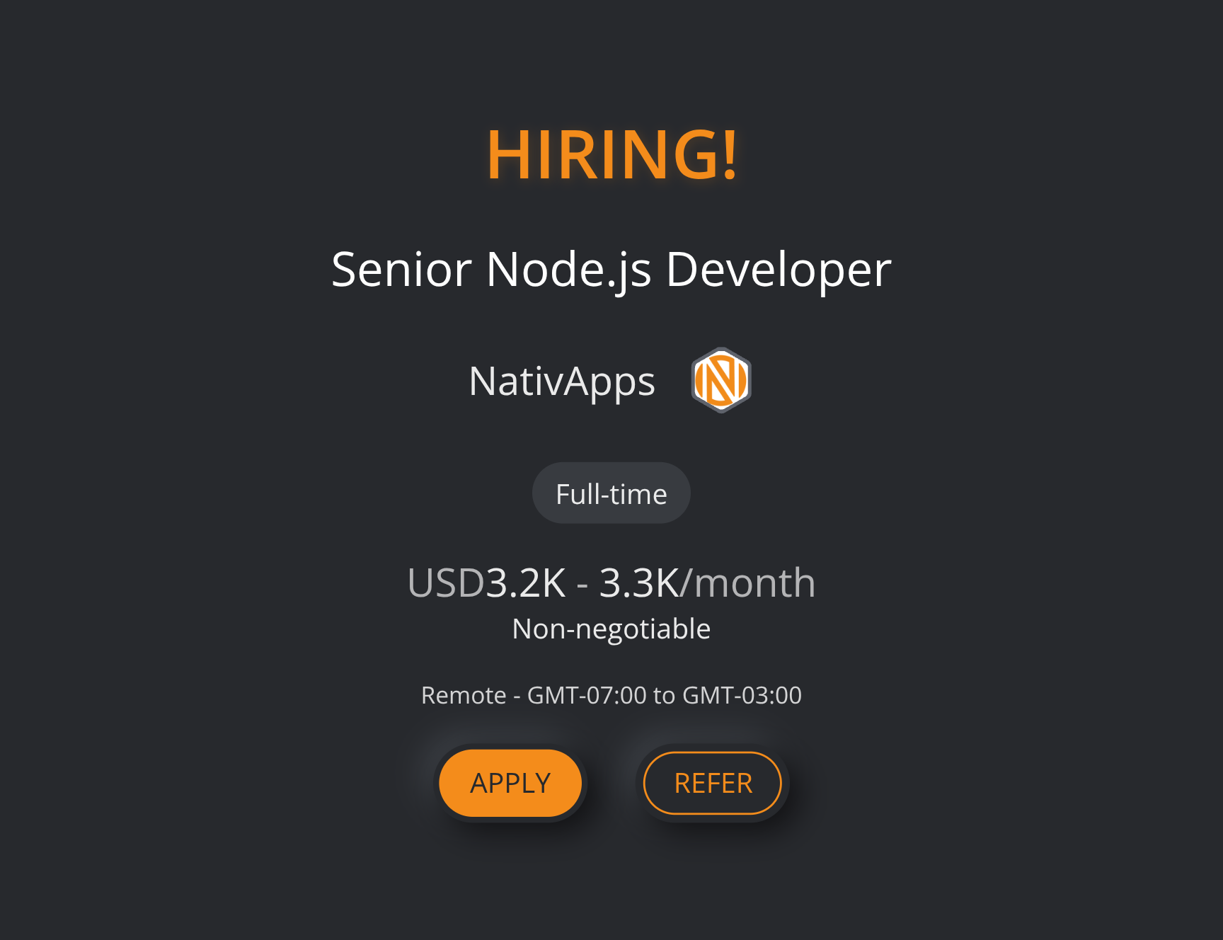 Senior Node.js Developer at NativApps | Torre