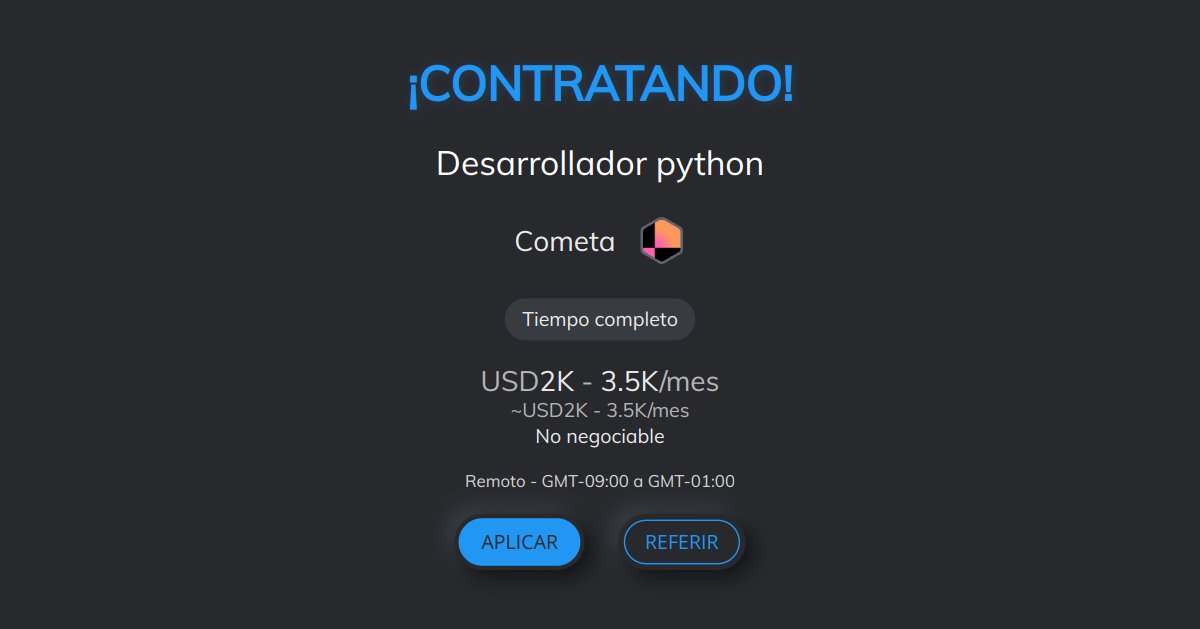 Desarrollador python en Cometa | Torre