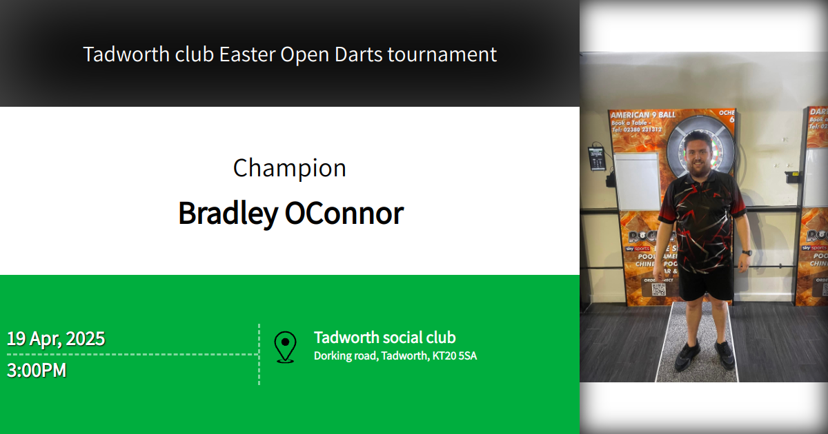 Tadworth club Easter Open Darts tournament