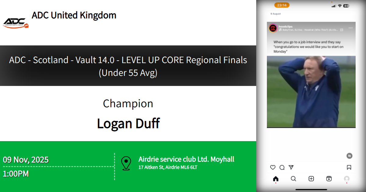 ADC - Scotland - Vault 14.0 - LEVEL UP CORE Regional Finals (Under 55 Avg)