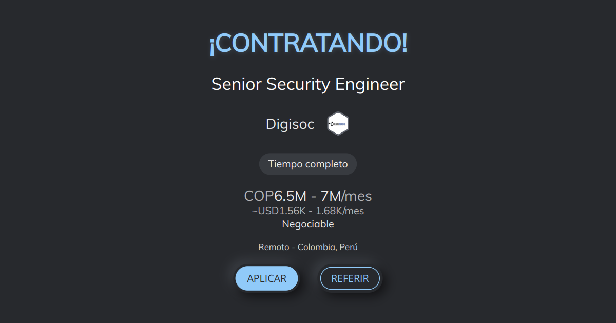 Senior Security Engineer en Digisoc | Torre