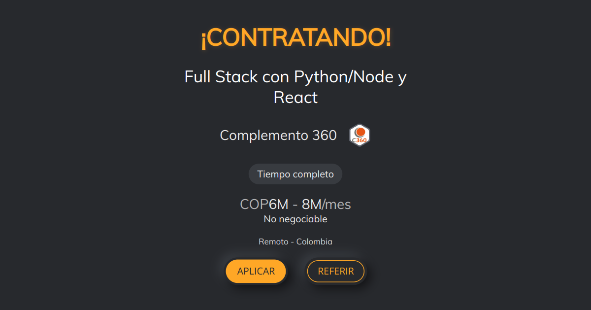 Full Stack con Python/Node y React en Complemento 360 | Torre