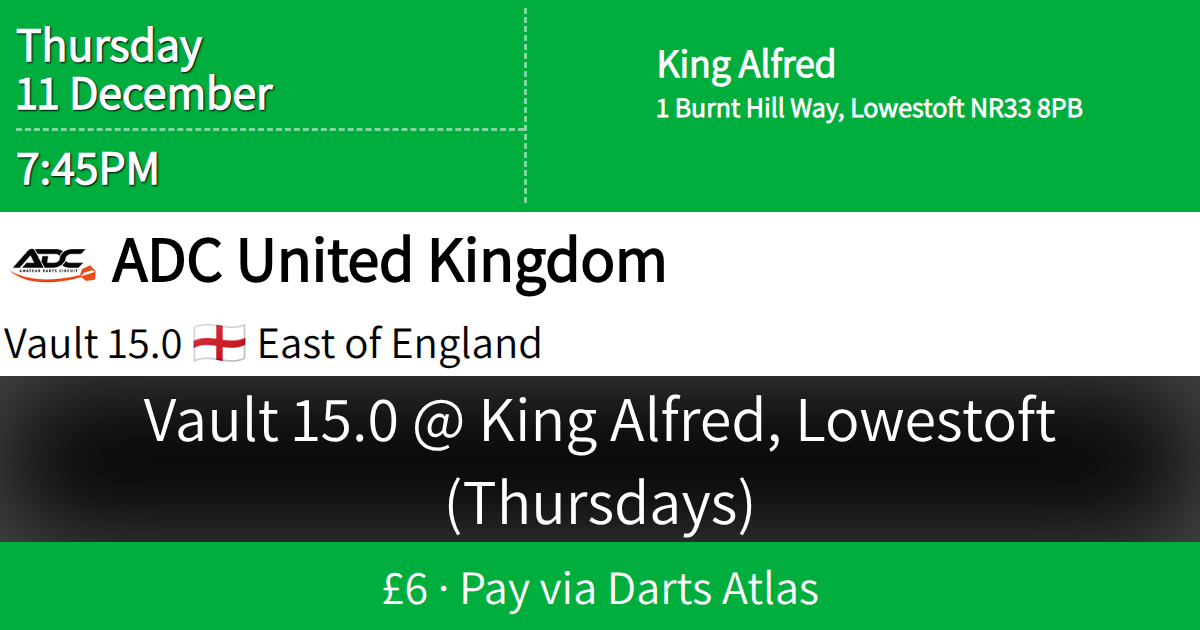 Vault 15.0 @ King Alfred, Lowestoft (Thursdays)