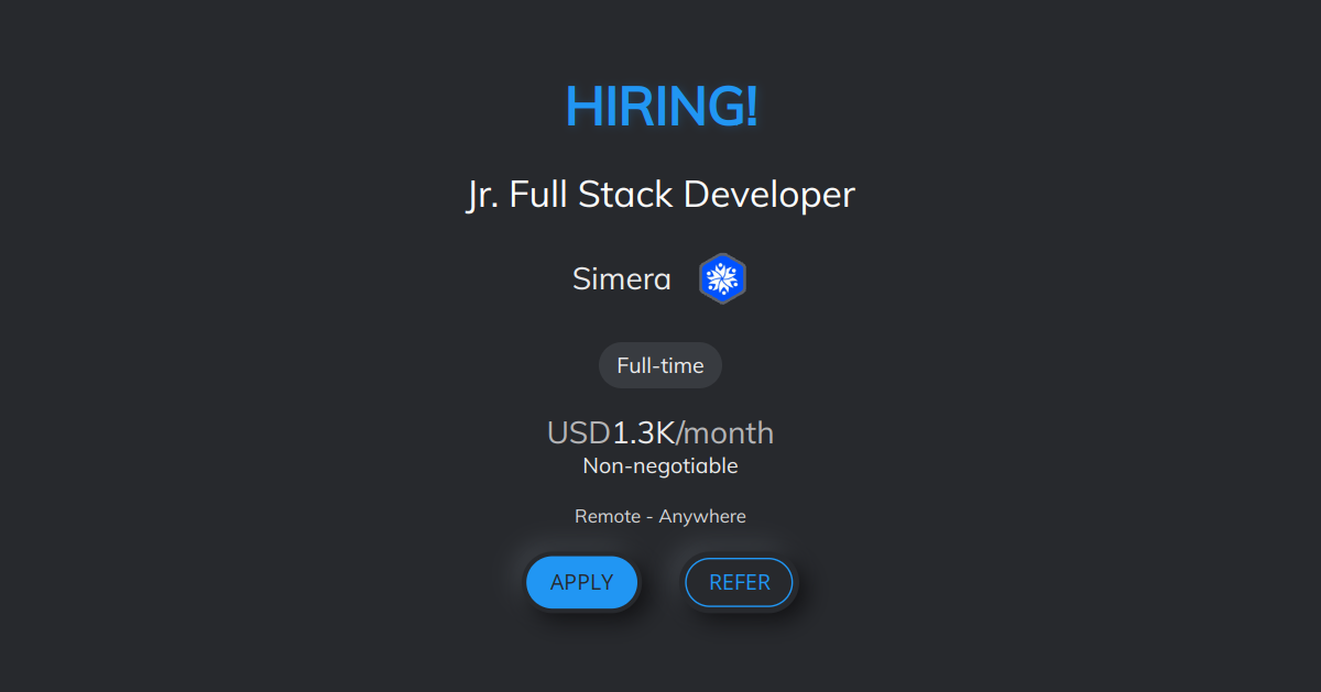 Jr. Full Stack Developer at Simera | Torre