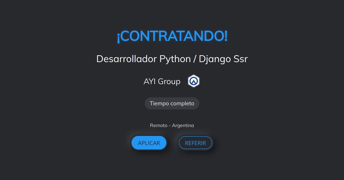 Desarrollador Python / Django Ssr en AYI Group | Torre