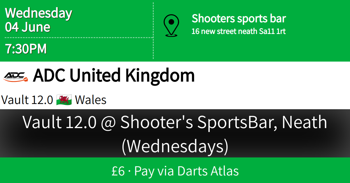 Vault 12.0 @ Shooter's SportsBar, Neath (Wednesdays)