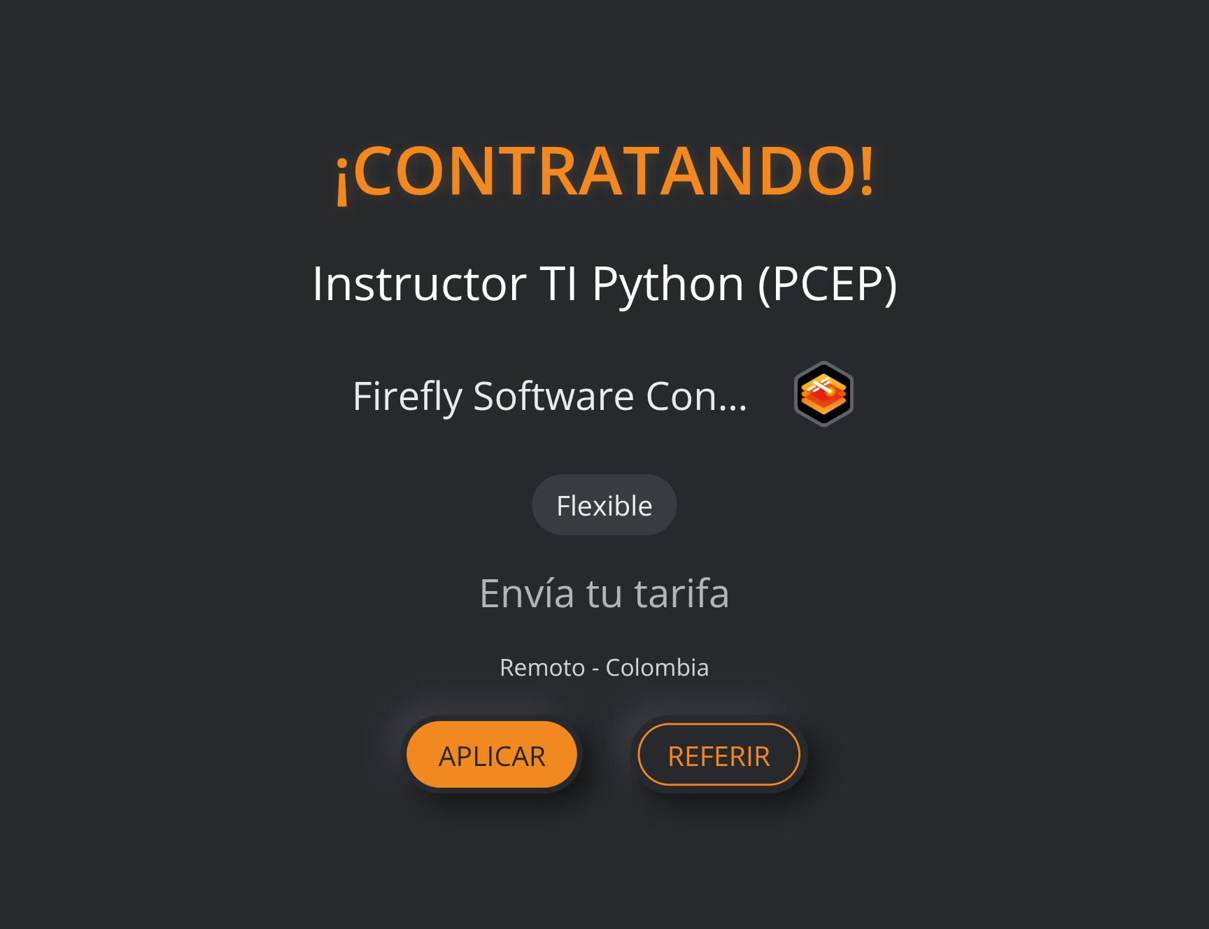 Instructor TI Python (PCEP) en Firefly Software Consulting | Torre
