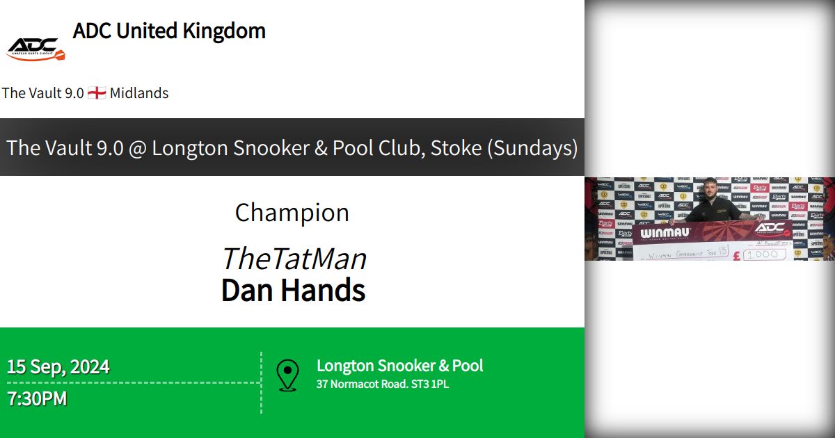 The Vault 9.0 @ Longton Snooker & Pool Club, Stoke (Sundays)