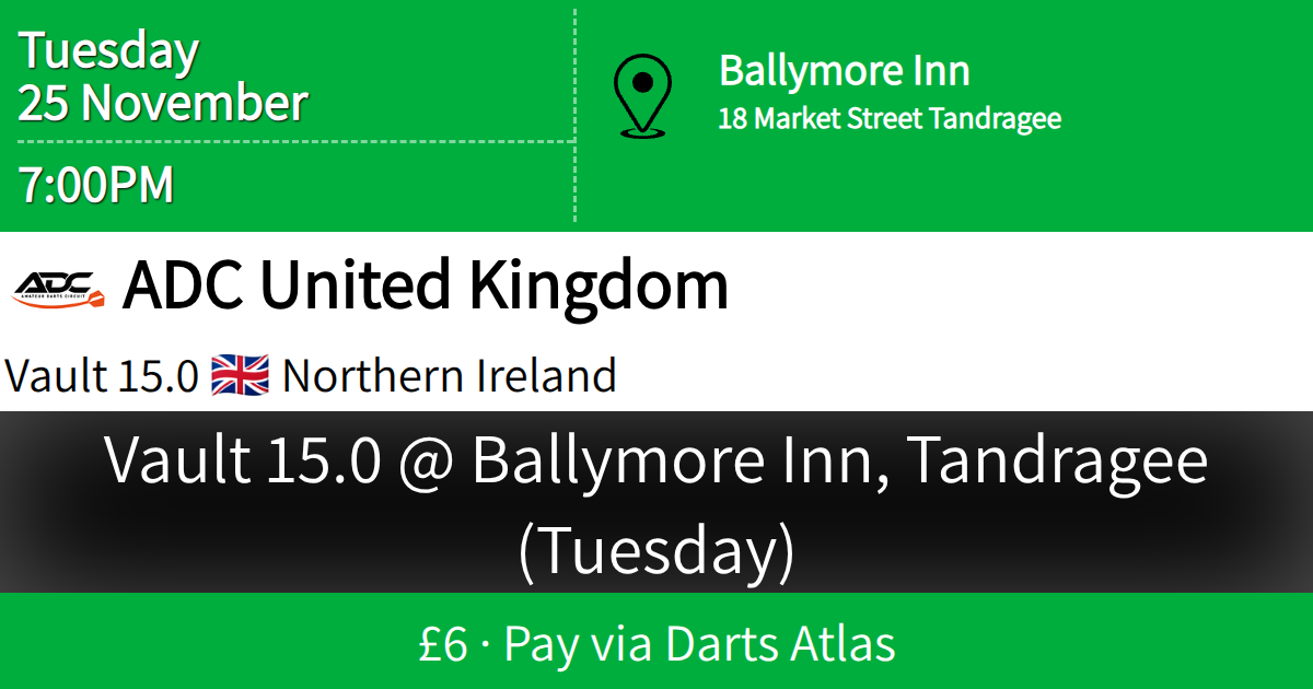 Vault 15.0 @ Ballymore Inn, Tandragee (Tuesday)
