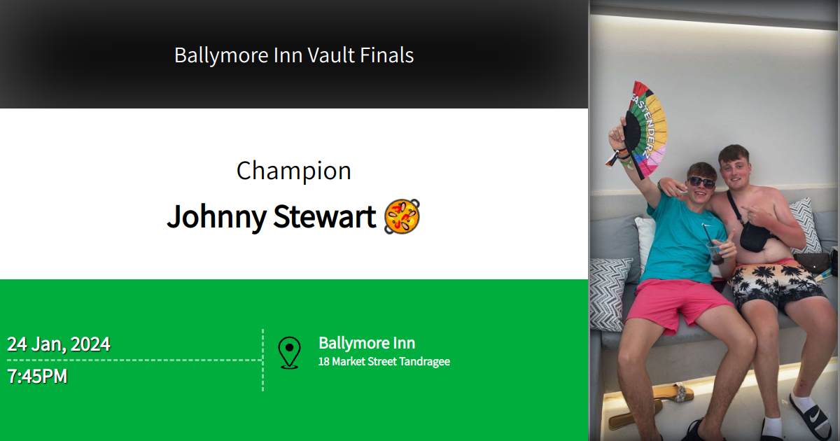 Ballymore Inn Vault Finals